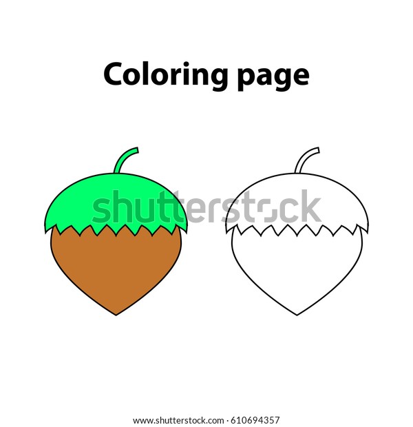 Nut Coloring Page Game Children Kids: vector de stock (libre de ...