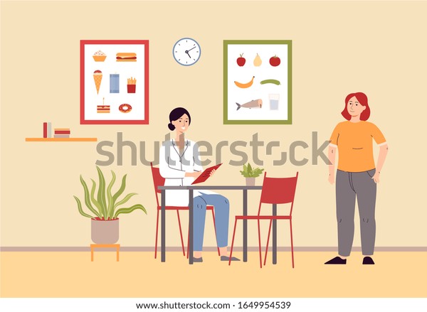 Nutritionist Doctor Explaining About Diet Overweight Stock Vector