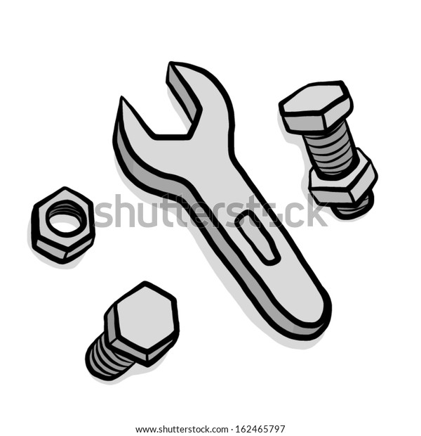 Nuts Bolts Wrench Cartoon Vector Illustration Stock Vector (Royalty ...