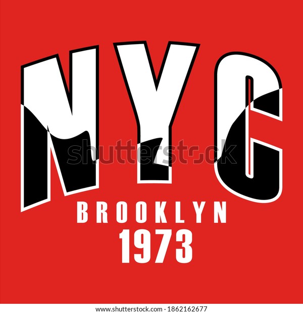 Nyc Brooklyn Word Twocolor Black White Stock Vector (Royalty Free ...