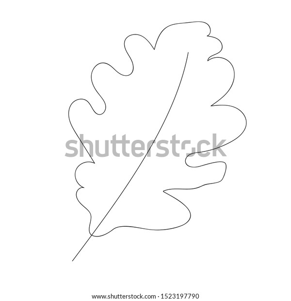 Oak Leaf Line Art Contour Drawing Stock Vector (Royalty Free ...
