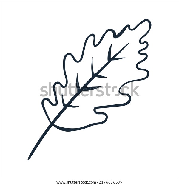 Oak Leaf Line Art Vector Illustration Stock Vector (Royalty Free ...