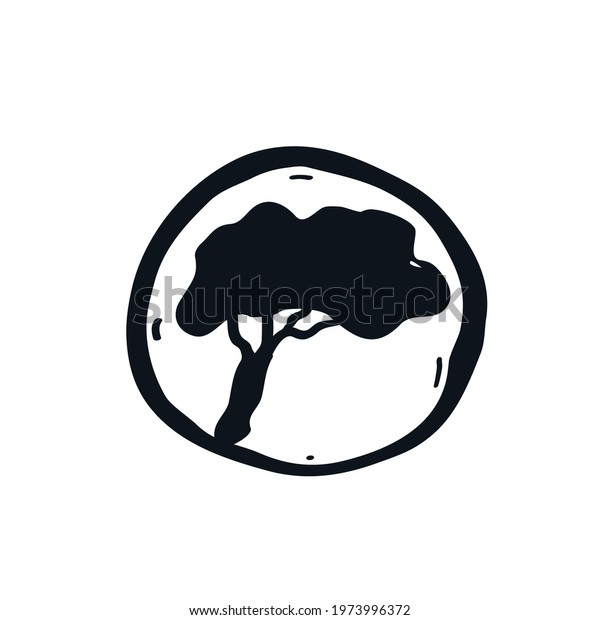 Oak Tree Doodle Stamp Hand Drawn Stock Vector (Royalty Free) 1973996372 ...