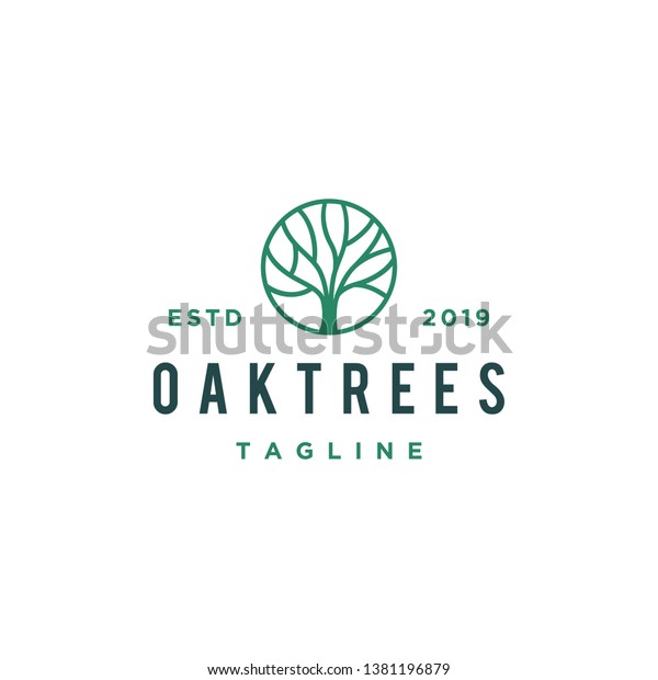 Oak Tree Line Logo Design Stock Vector (Royalty Free) 1381196879 ...