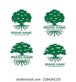 Oak Tree Logo Set Design Vector Stock Vector (Royalty Free) 2184241133 ...
