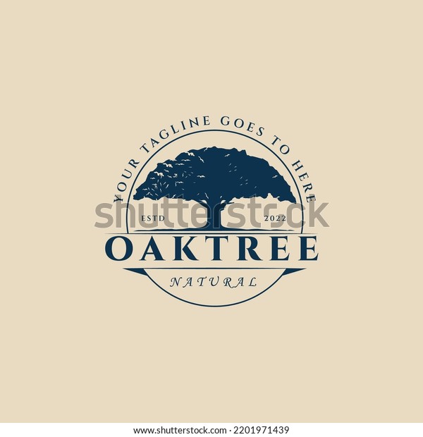 Oak Tree Vintage Logo Icon Symbol Stock Vector (Royalty Free ...