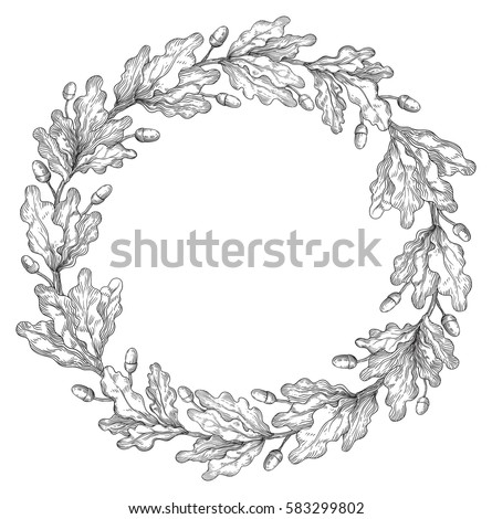 Oak Wreath Vector Decorative Element Oak Stock Vector (Royalty Free ...