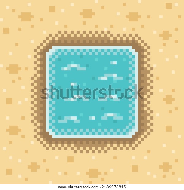 Vektor Stok Oasis Top View Pixel Art Vector (Tanpa Royalti) 2186976815 ...