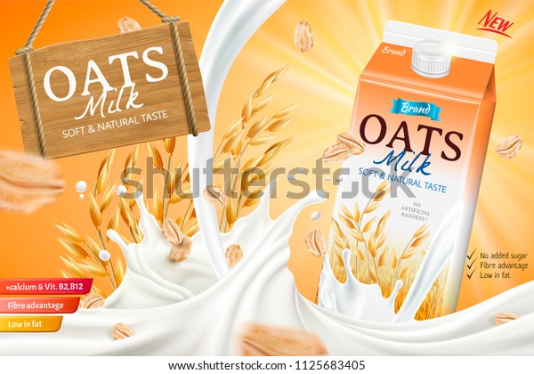 Oats Milk Ads Carton Container Splashing Stock Vector (Royalty Free ...