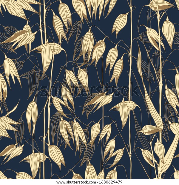 Oats Seamless Vector Pattern On Dark Stock Vector (Royalty Free ...