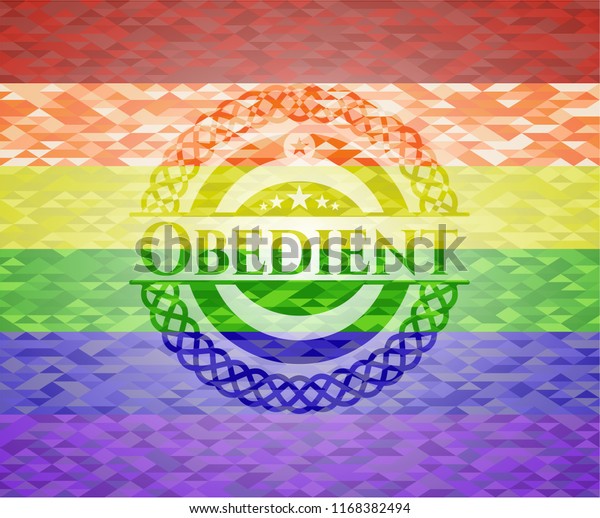 Obedient Emblem On Mosaic Background Colors Stock Vector (Royalty Free ...