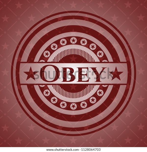 Obey Badge Red Background Stock Vector (Royalty Free) 1128064703