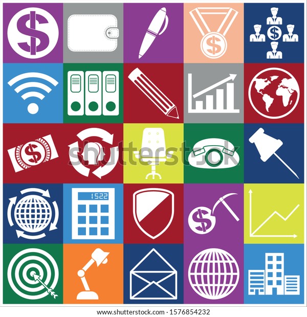 Object Oset 25 Business Icons Symbols Stock Vector (Royalty Free ...