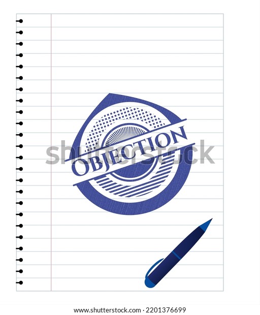 Objection Pen Emblem Blue Ink Vector Stock Vector (Royalty Free ...