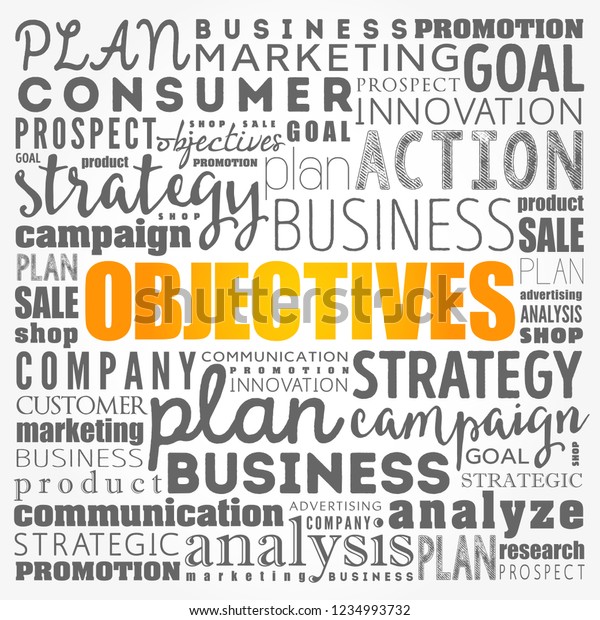Objectives Word Cloud Collage Business Concept: เวกเตอร์สต็อก (ปลอดค่า ...