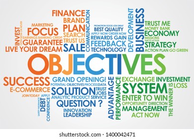 Objectives Word Cloud White Background: vector de stock (libre de ...