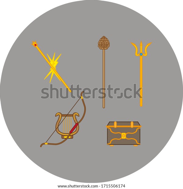 Objects Mythological Gods Olympus Illustration Web Stock Vector ...