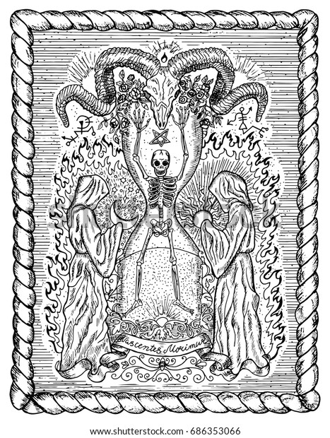 Occult Drawing Human Skeleton Sandglass Monks 库存矢量图（免版税）686353066 ...