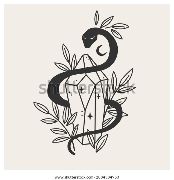 Occult Magic Snake Crystal Black Snake Stock Vector (Royalty Free ...