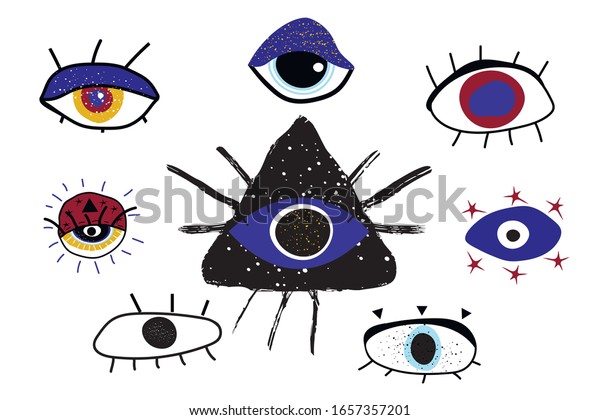 Occult Mystical Emblem Evil Eye Set Stock Vector (Royalty Free ...