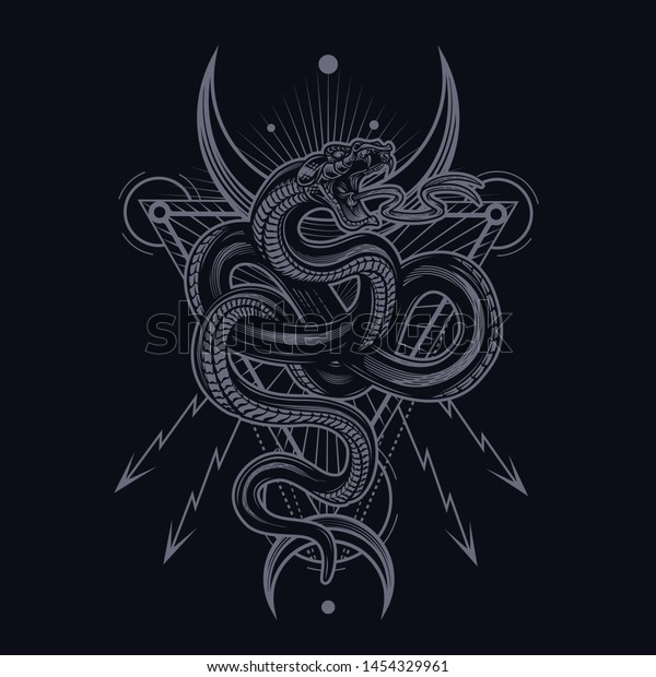 Occult Snake Poster Vector Illustration Snake Stock Vector (Royalty ...