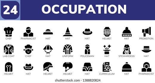 Occupation Icon Set 24 Filled Occupation Stock Vector (Royalty Free ...