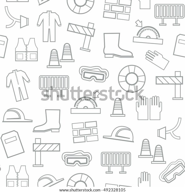 Occupational Safety Seamless Pattern Grey Pattern Stock Vector (Royalty ...