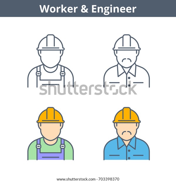 Occupations Colorful Avatar Set Engineer Worker Stock Vector (Royalty ...