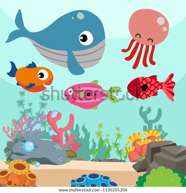 Ocean Background Vector Design Stock Vector (Royalty Free) 1130205206 ...