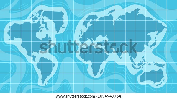 Ocean Blue World Map Illustration: เวกเตอร์สต็อก (ปลอดค่าลิขสิทธิ์ ...