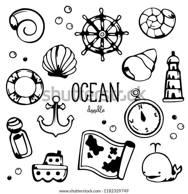 Ocean Doodle Hand Drawing Styles Sea Stock Vector (Royalty Free ...