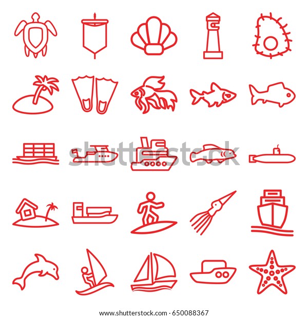 Ocean Icons Set Set 25 Ocean Stock Vector (Royalty Free) 650088367