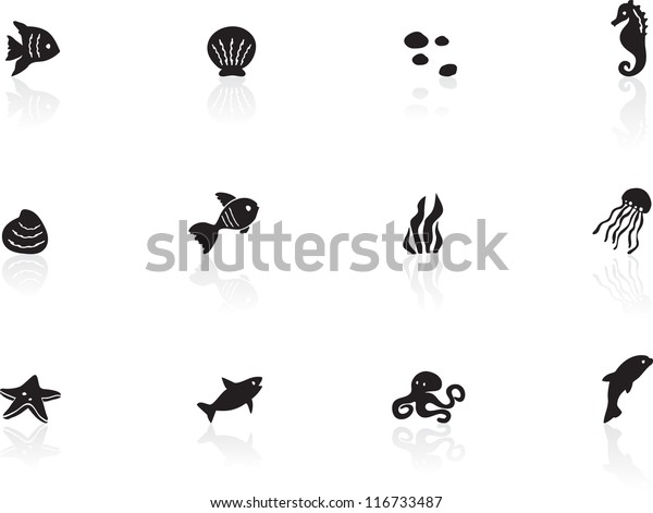 Ocean Life Icons Stock Vector (Royalty Free) 116733487 | Shutterstock