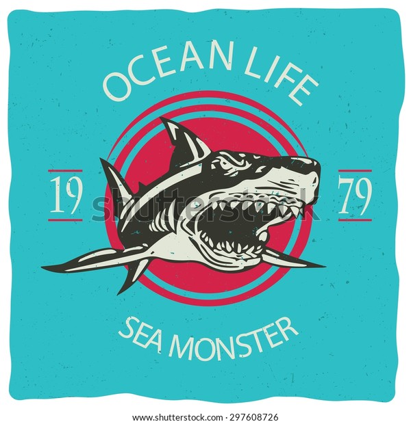 Ocean Life Label Design Hand Drawn: เวกเตอร์สต็อก (ปลอดค่าลิขสิทธิ์ ...