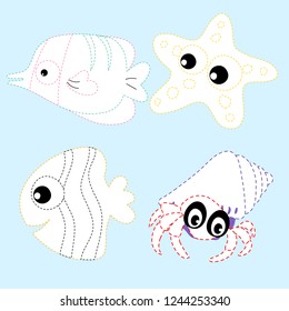 Ocean Line Drawing Vector Design Kid Stock Vector (Royalty Free ...