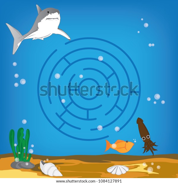 Ocean Maze Game Hungry Shark Try 스톡 벡터(로열티 프리) 1084127891 | Shutterstock
