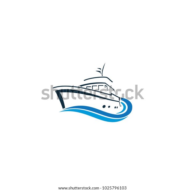 Ocean Ship On Wave Logo Design Stock Vector (Royalty Free) 1025796103 ...