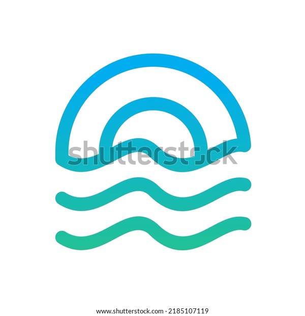 Ocean Sun Wave Logo Design Template Stock Vector (Royalty Free ...