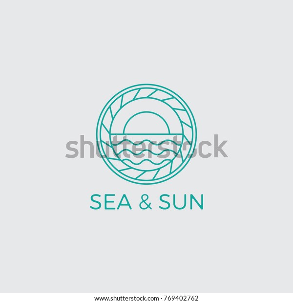 Ocean Sun Wave Logo Design Template Stock Vector (Royalty Free ...