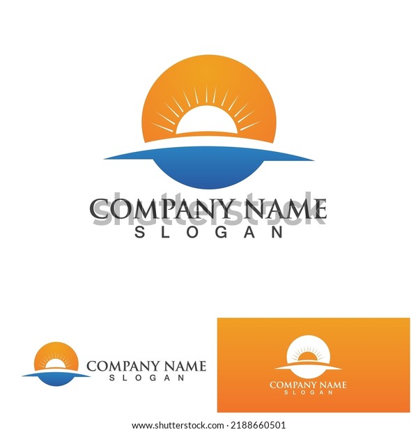 Ocean Sunset Logo Design Inspiration Isolated Stock Vector (Royalty ...