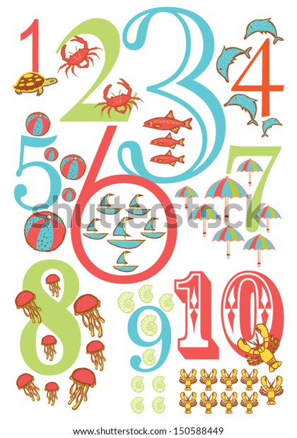 Stock vektor „Ocean Theme Numbers Poster Kids Vector“ (bez autorských ...