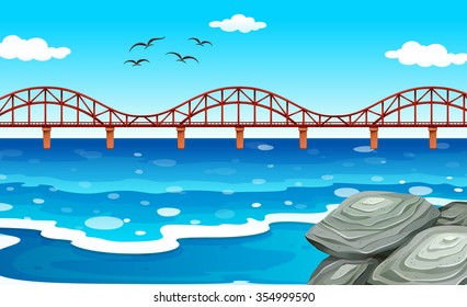 Ocean View Bridge Illustration Stock Vector (Royalty Free) 354999590 ...