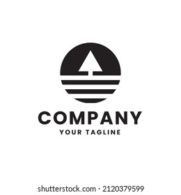 Ocean Wave Arrow Flat Logo Templatevectorsymbolicondesign Stock Vector ...