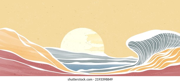 Ocean Wave Landscape Creative Minimalist Modern Stock Vector (Royalty ...