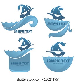 Ocean Wave Vector Collection Stickers Labels Stock Vector (Royalty Free ...