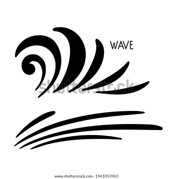 Ocean Waves Silhouette Sketch Surge Ripple Stock Vector (Royalty Free ...