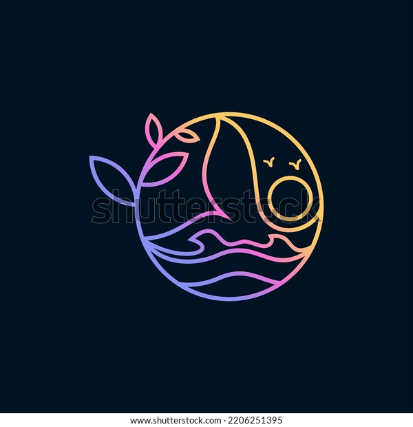 Ocean Whale Wave Logo Design Simple Stock Vector (Royalty Free ...