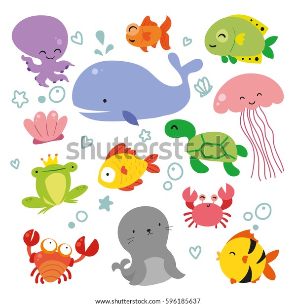 Ocean Wildlife Character Design Stock Vector (Royalty Free) 596185637