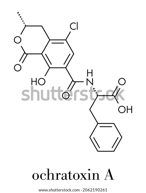 Ochratoxin Mycotoxin Molecule Skeletal Formula Stock Vector (Royalty ...