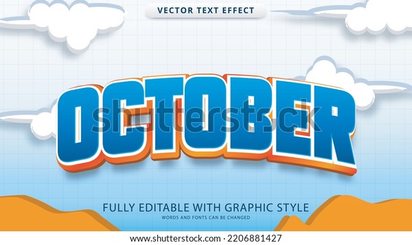 October Text Effect Editable Graphic Style Stock Vector (Royalty Free ...